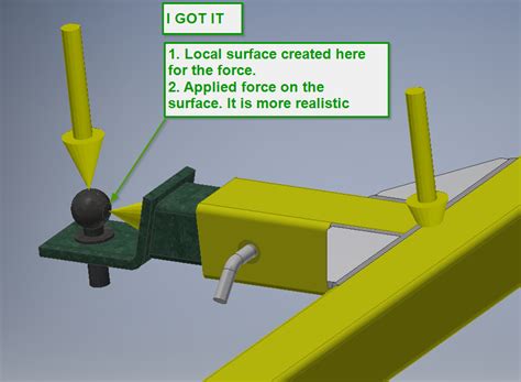 solved how to apply load force at center of spherical surface