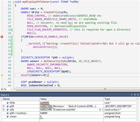 winapi why getsecurityinfo succeeds on invalid handle value stack
