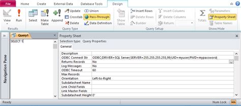 stop ms access from prompting for passwords to linked odbc