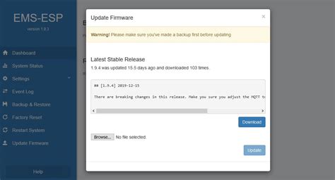 updating the gateway firmware to ems esp v2 — ems gateway
