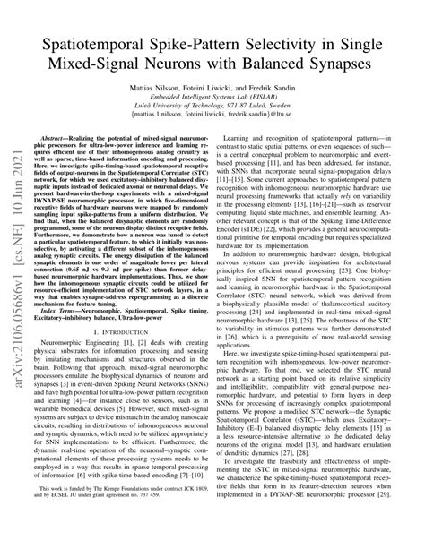 Pdf Spatiotemporal Spike Pattern Selectivity In Single Mixed Signal