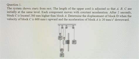 Solved Question 1 The System Shown Starts From Rest The