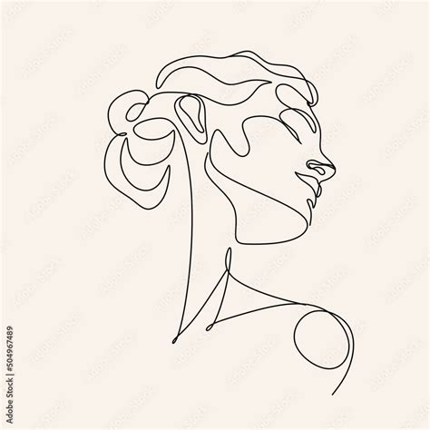 Vecteur Stock Abstract Woman Face Line Drawing Line Art Print