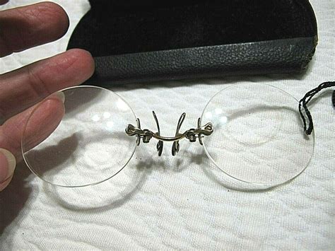 Antique Pince Nez Eyeglasses Spectacles 1 10 12k Gp Pinch Nose W String