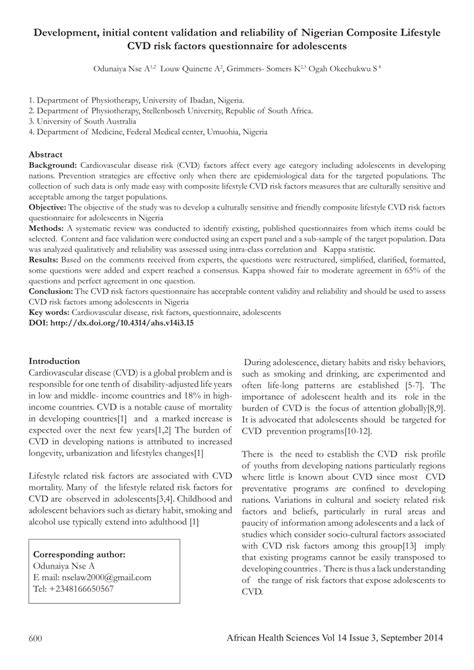 pdf development initial content validation and reliability of