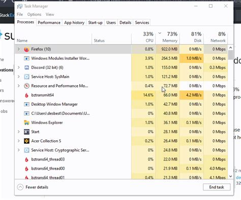 why does my memory usage have high percentage in task manager but the