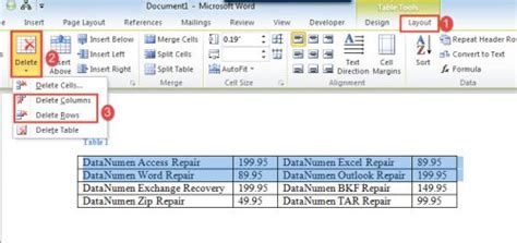 5 quick methods to batch delete multiple rows or columns in your word table