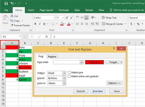 how to use excel search function to find a word in excel