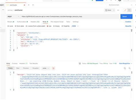 amazon web services aws api gateway return could not parse payload