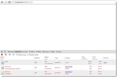 javascript not able to load the ext all js file stack overflow
