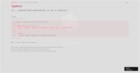 use confirm example forked codesandbox
