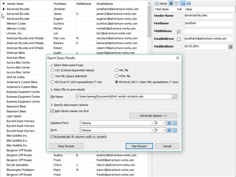 flyspeed sql query exporting data to excel csv text xml and other