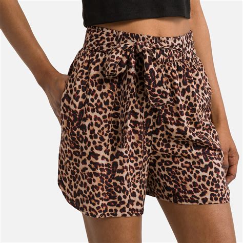 Leopard Print Shorts With High Waist Leopard Print Pieces La Redoute