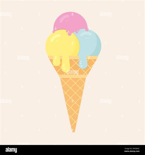 Helado De Colores Cono De Helado De Dibujos Animados En Estilo Plano