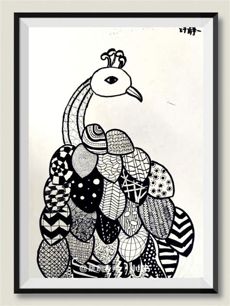 孔雀儿童画线描 孔雀儿童画创意 第2页 大山谷图库