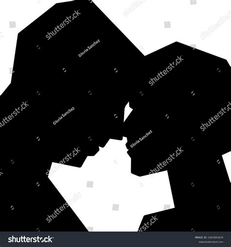 Silhouette Two People Looking Each Other Stock Illustration 2263943635