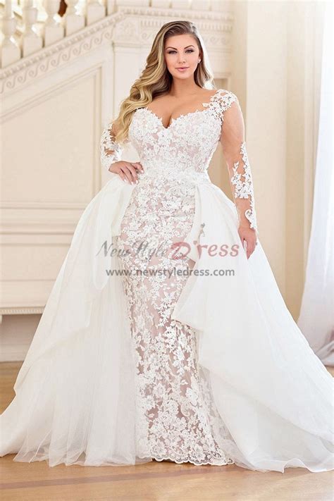 Plus Size Wedding Dresses With Detachable Skirt Lace Up Nw 428 Plus