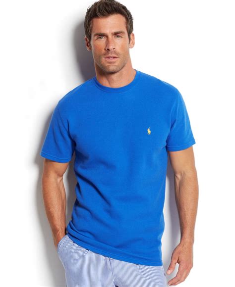 Polo Ralph Lauren Waffle Knit Thermal Crew Neck T Shirt In Blue For Men