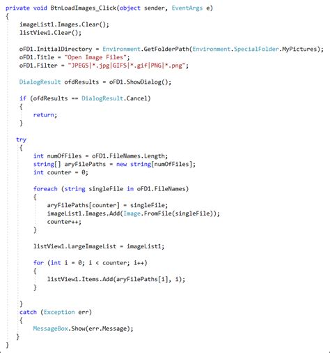 add images to a listview control