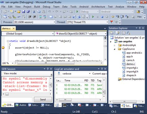 debugging vs android projects with visualgdb visualgdb