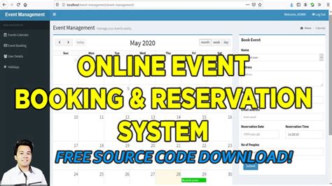 online event booking and reservation system in php mysql free source code