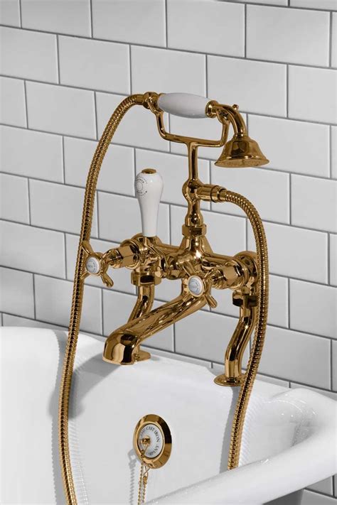 Polished Brass Bath Shower Mixer Tap X Top 3 4bsp