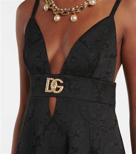 Dg Jacquard Minidress In Black Dolce Gabbana Mytheresa