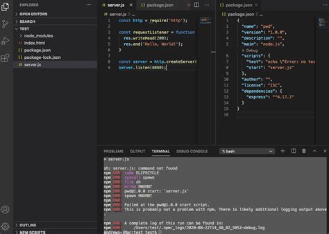 javascript why won t node js work for me across any of my