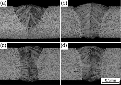 Optical Micrographs Of Cross Sections In Sts409l Weld By Various Laser