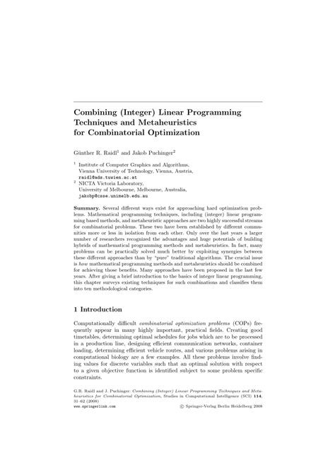 pdf combining integer linear programming techniques and