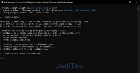 cara membuat website di firebase console lewat cli