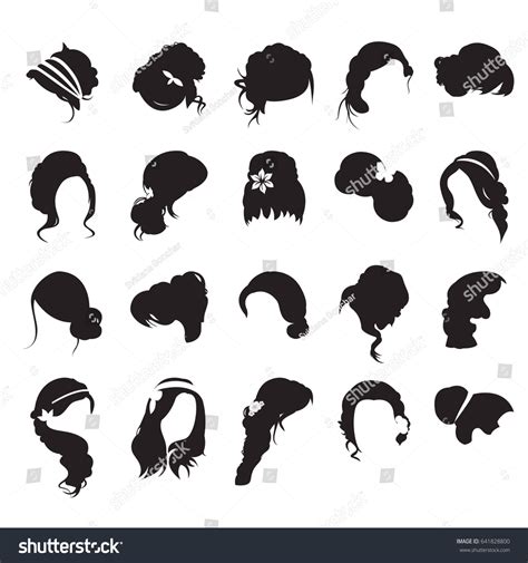 Collection Beautiful Female Hairstyles Stock Vector Royalty Free