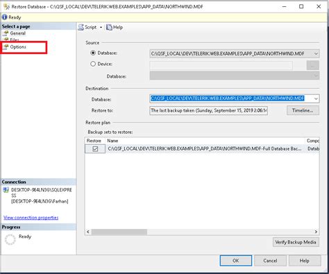 sql database stuck in restoring state