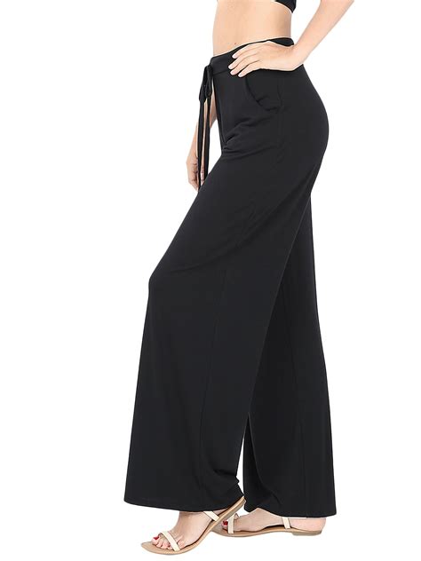 Womens And Plus Comfy Stretch Solid Drawstring Wide Leg Palazzo Lounge