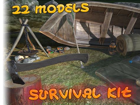 survival kit and rocks set game assets for unity and