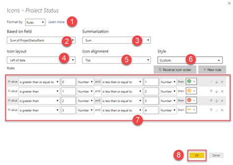 apply conditional formatting for a text column using icons in power bi