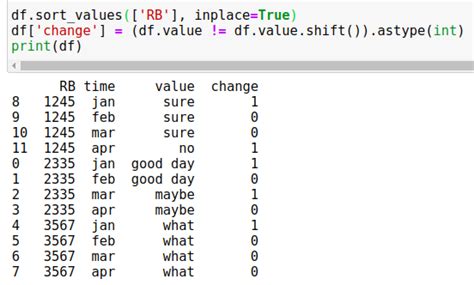 python how to compare string values in one column one