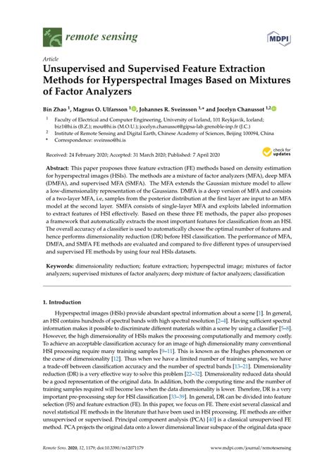 pdf unsupervised and supervised feature extraction methods for