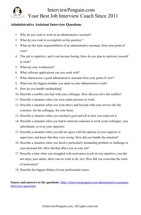 top 20 administrative assistant interview questions and answers [2021 ed]