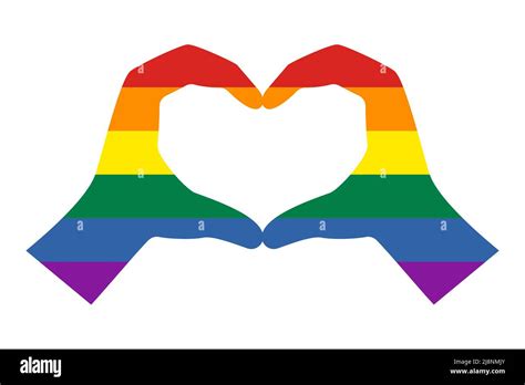 Gesture Of The Hands Folded As Heart With Pride Rainbow Flag Inside