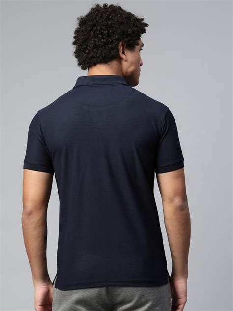 Men Navy Blue Polo Collar T Shirt Tom Burg