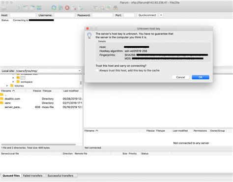 set up sftp in filezilla using public key authentication moss