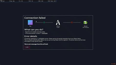 failed to fetch server variables failed to connect to 51 195 61 25