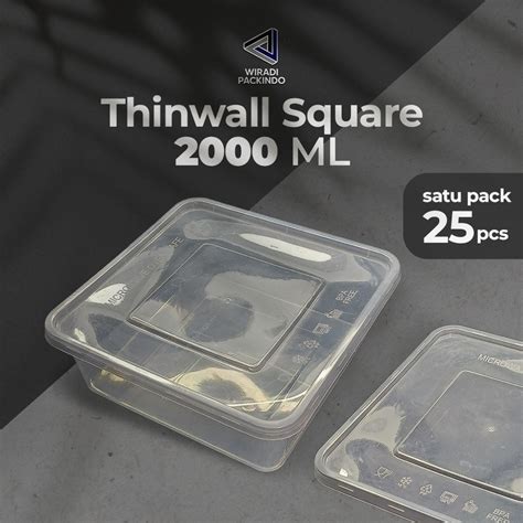 Jual Thinwall 2000ml Square Food Container Box Kotak Makan Plastik