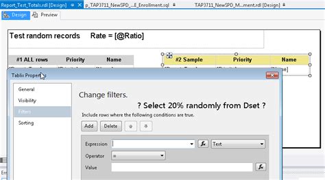 reporting services ssrs select random records in tablix filter