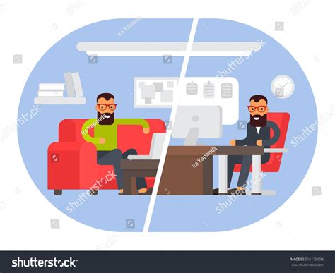 Freelancer Vs Business Office Worker Comparing Stock Vector Royalty