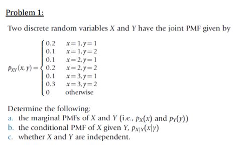 solved problem 1 two discrete random variables x and y h
