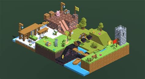 3d set of voxel models volume 1 ad 3d voxel set volume models