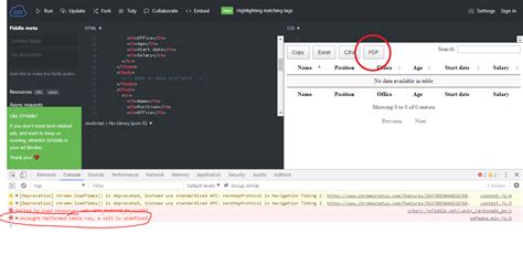 [bug] pdf export button uncaught malformed table row a cell is