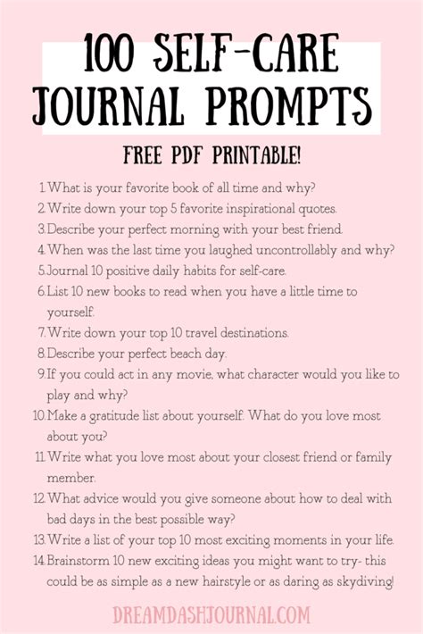 100 Best Self Care Journal Prompts {with Free Pdf Printable }